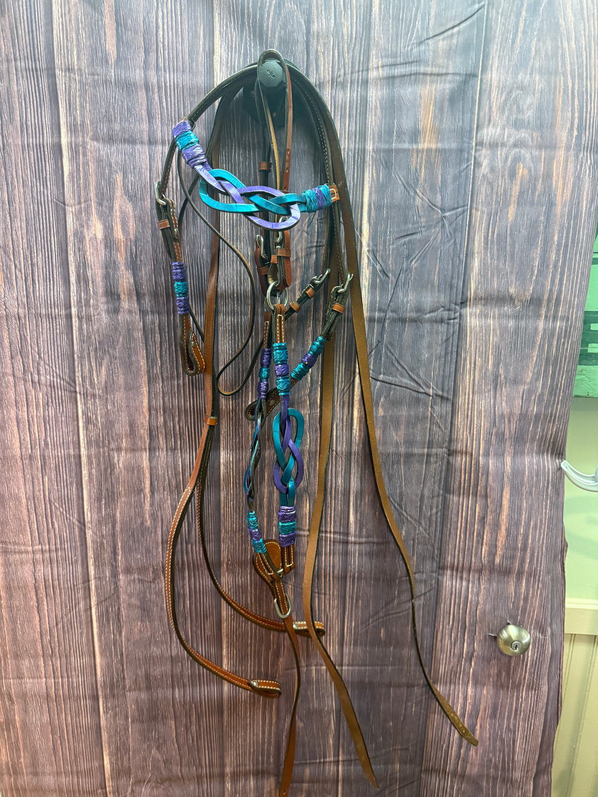 Western Showman Teal purple Matching Headstall, Split Reins & Breastpl ...