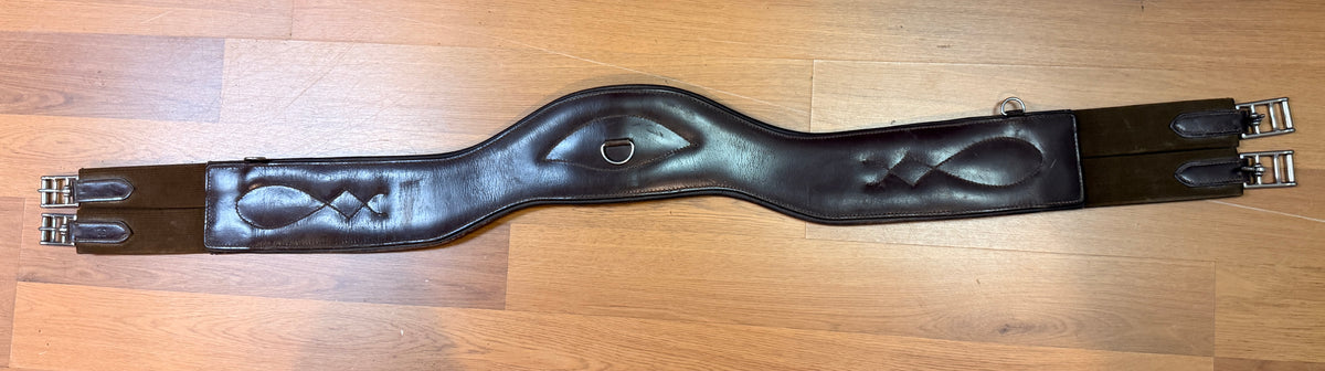 52" Total Saddle Fit Shoulder Relief English Brown Girth good conditio ...