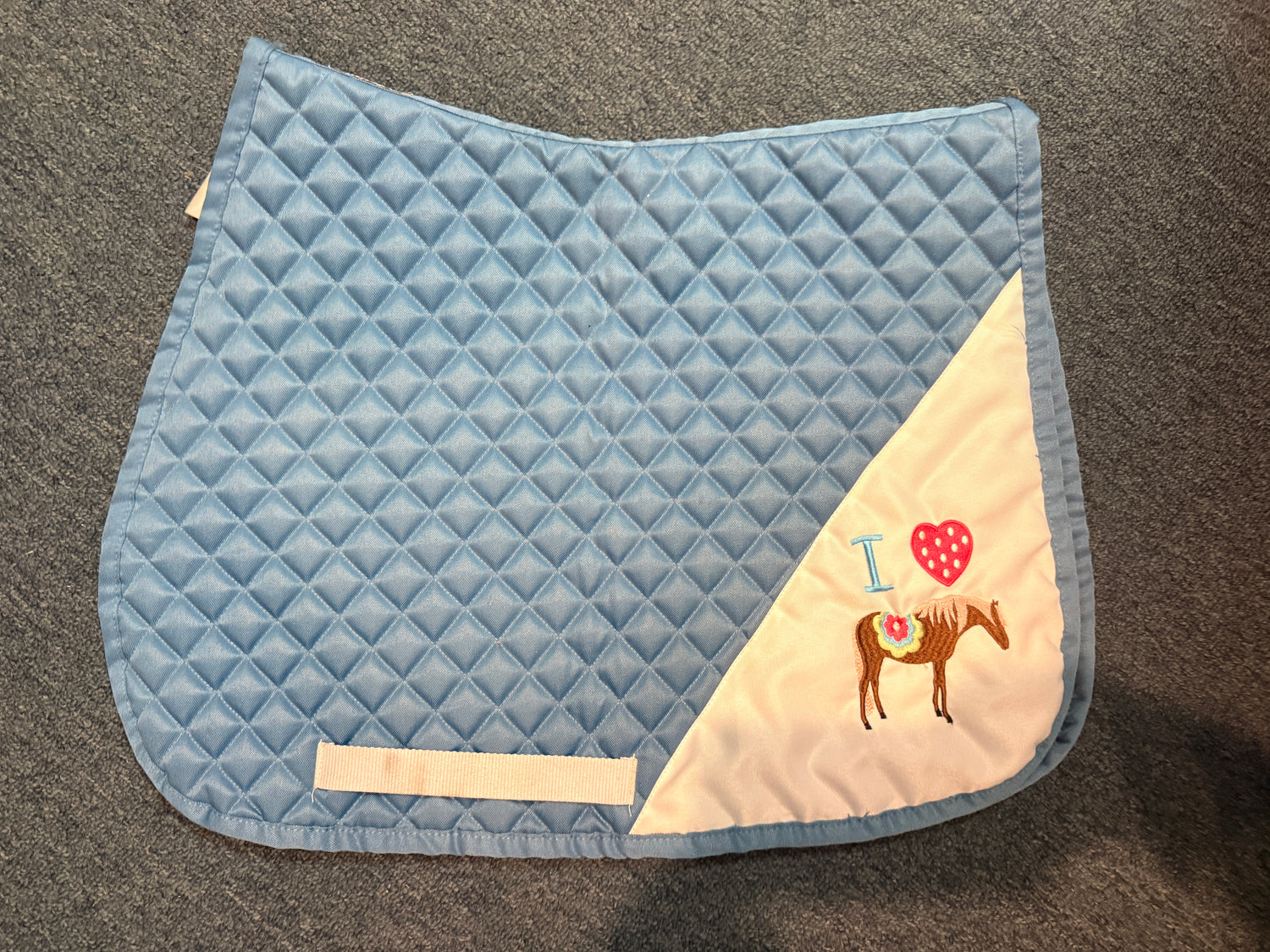 I love Pony Saddle pad Blue white AP – Jeffrey's Horse and Hounds, LLC